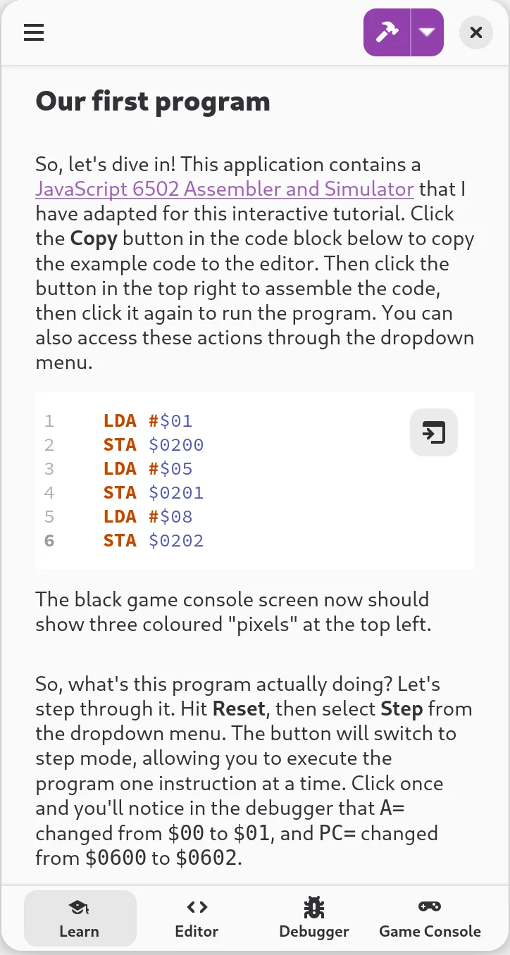 Learn 6502 Assembly - Vadebits.cat